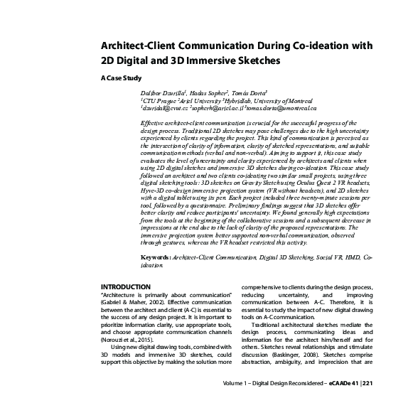(PDF) Architect-Client Communication During Co-ideation with 2D Digital ...