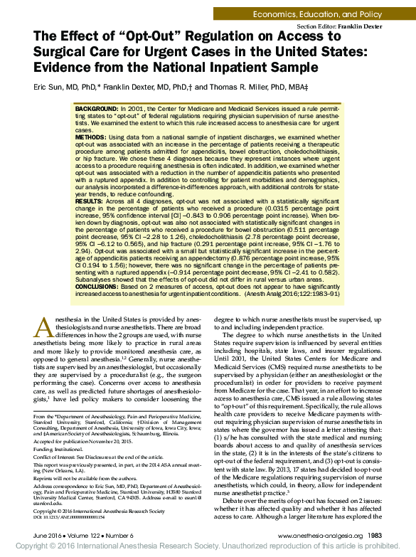 (PDF) The Effect of "Opt-Out" Regulation on Access to Surgical Care for ...