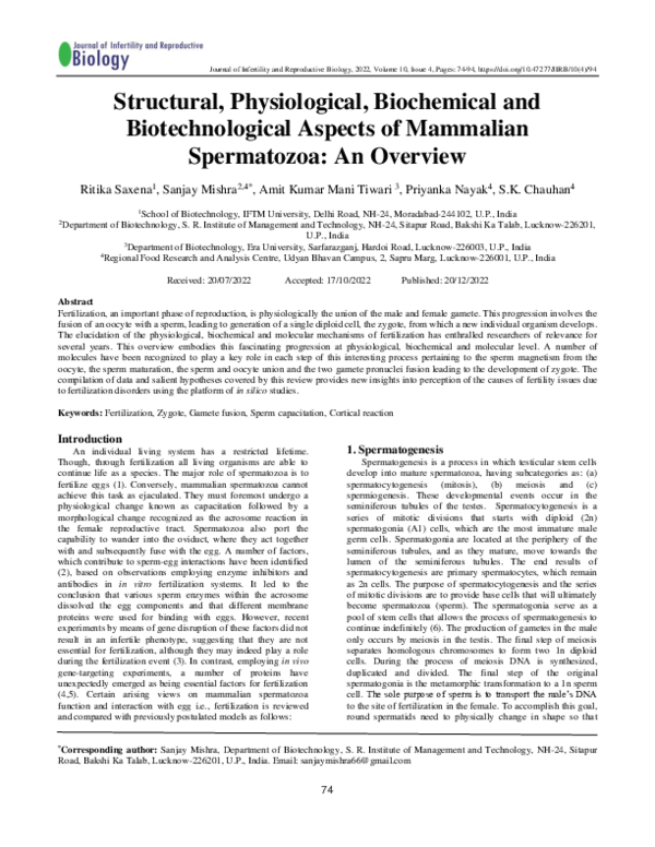 (PDF) Structural, Physiological, Biochemical and Biotechnological Aspects of Mammalian ...