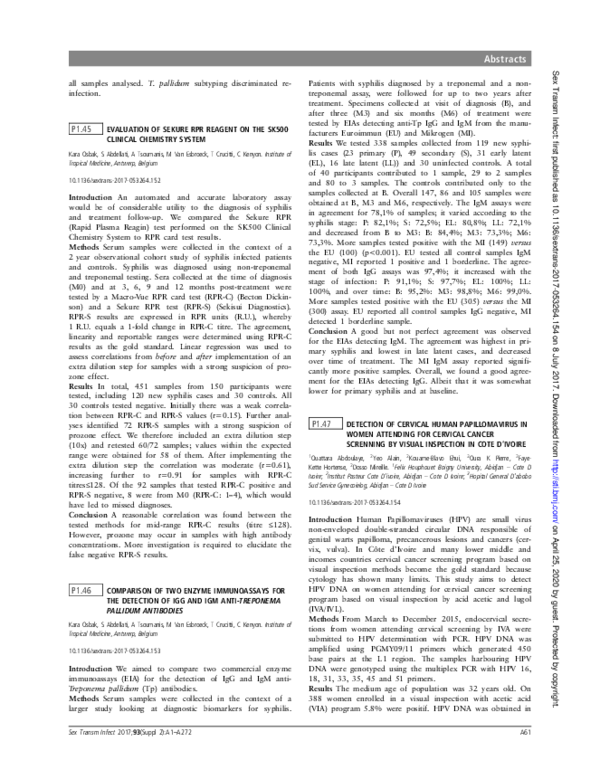 (PDF) P1.47 Detection of cervical human papillomavirus in women ...