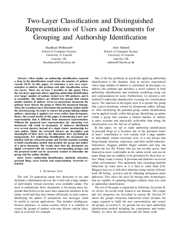 (PDF) Two-layer classification and distinguished representations of users and documents for ...