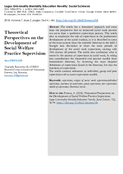 (PDF) Theoretical Perspectives on the Development of Social Welfare ...