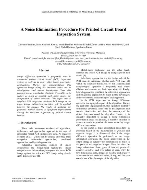 (PDF) A Noise Elimination Procedure for Printed Circuit Board Inspection System | Noor Khafifah ...