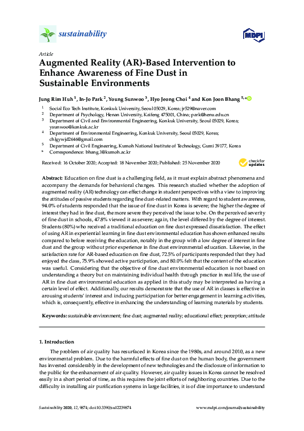 (PDF) Augmented Reality (AR)-Based Intervention to Enhance Awareness of ...