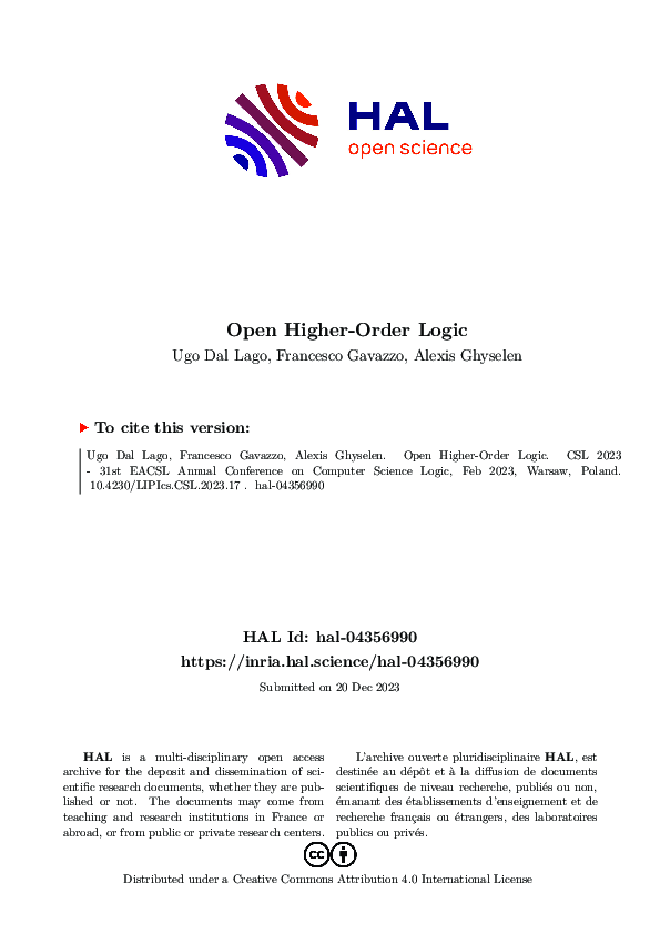 (PDF) Open Higher-Order Logic