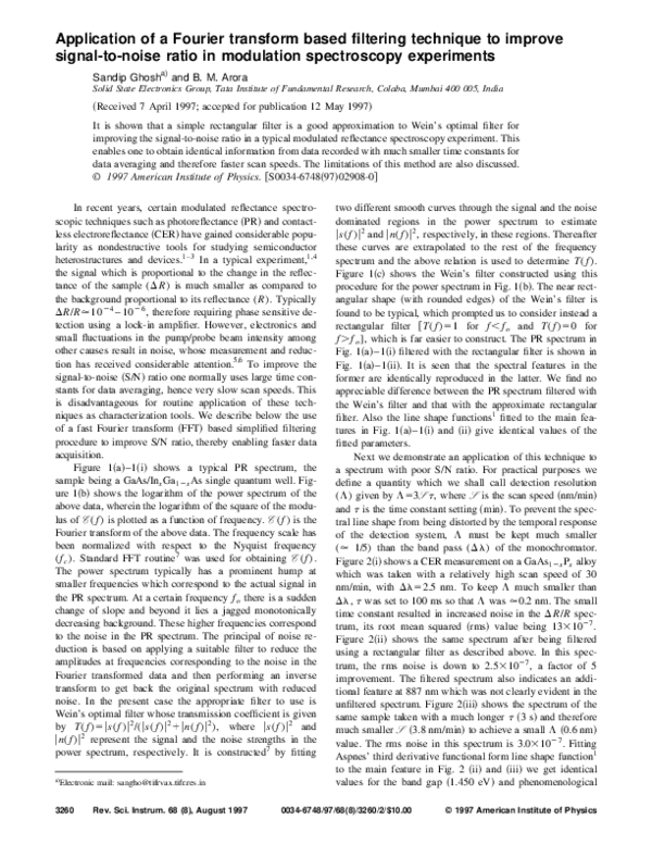 (PDF) Application of a Fourier transform based filtering technique to ...