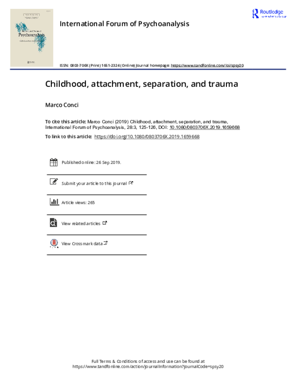 (PDF) Childhood, attachment, separation, and trauma