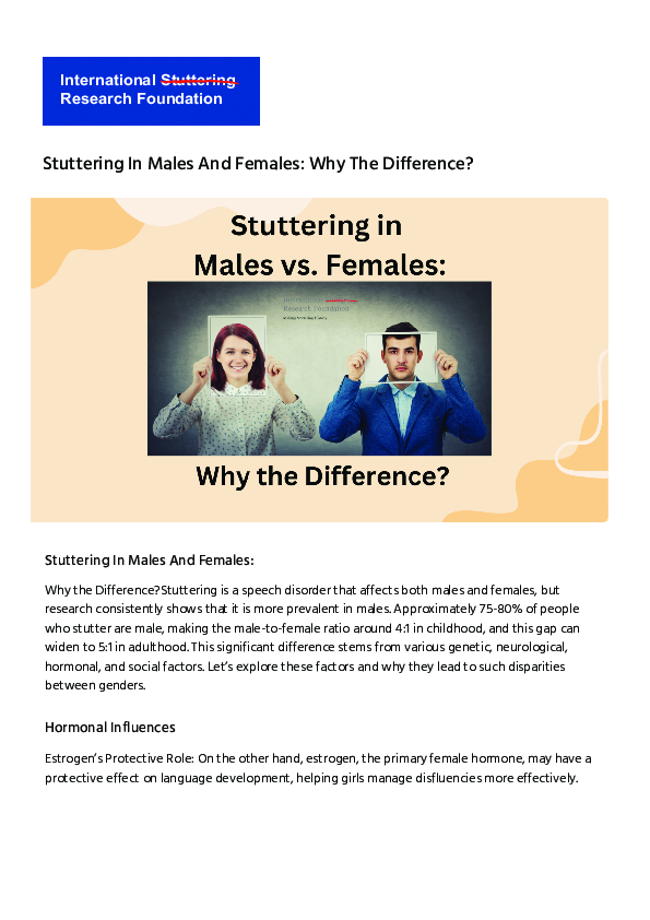 (PDF) Stuttering in Males and Females_ Why the Difference - ISRF ...