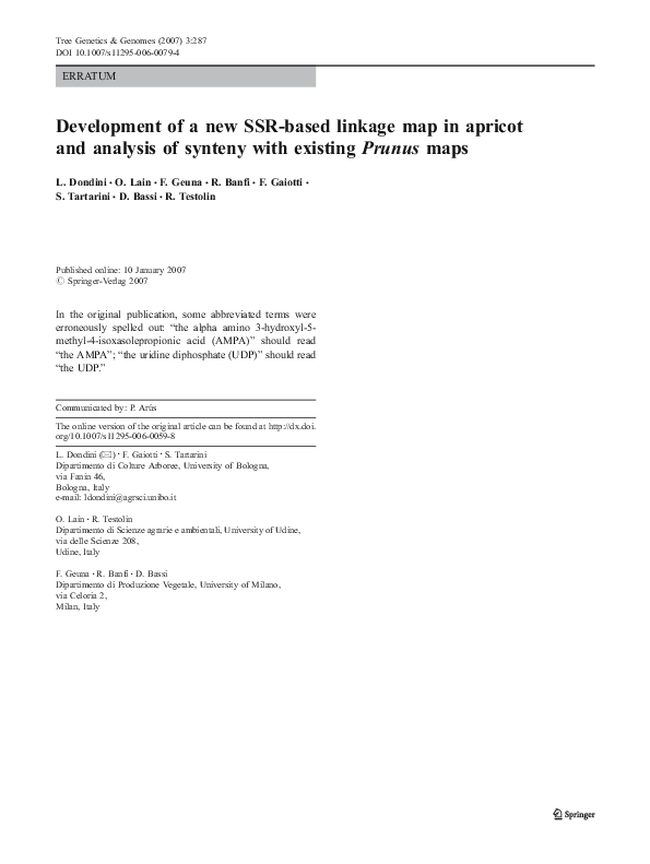 (PDF) Development of a new SSR-based linkage map in apricot and ...