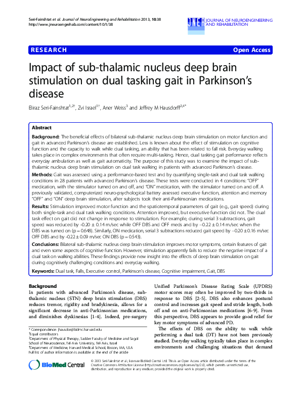 (PDF) Impact of sub-thalamic nucleus deep brain stimulation on dual ...