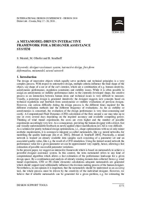(PDF) A Metamodel-Driven Interactive Framework for a Designer Assistance System