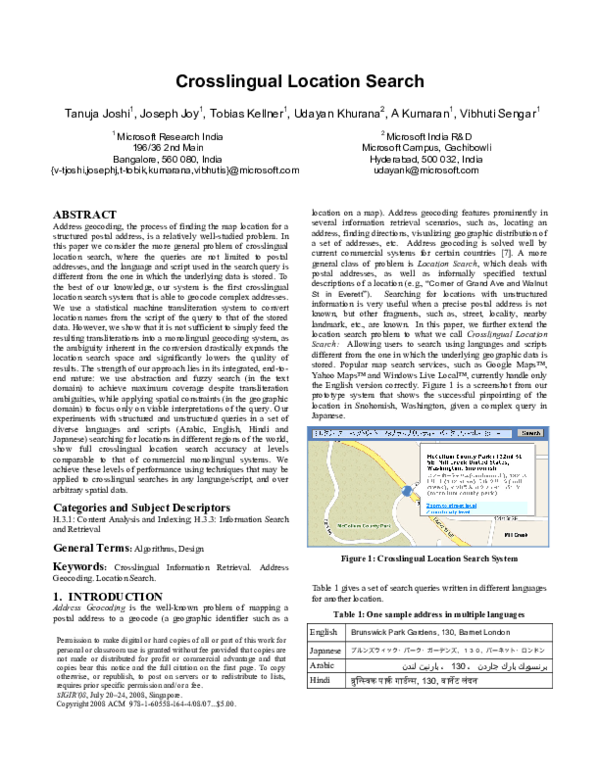 (PDF) Crosslingual location search