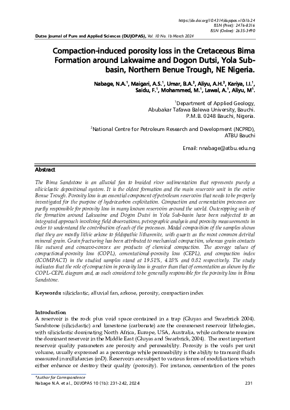 (PDF) Compaction-induced porosity loss in the Cretaceous Bima Formation ...