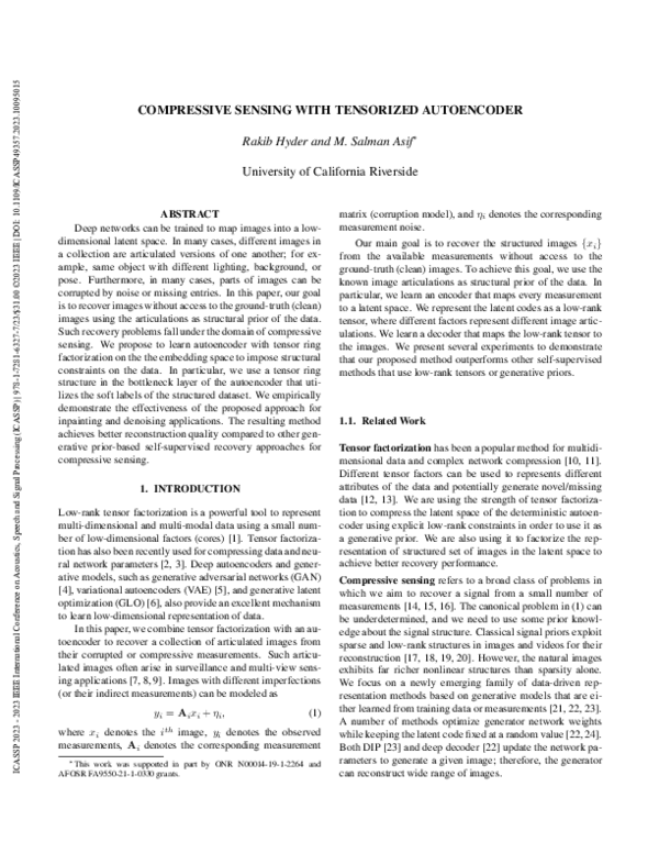 (PDF) Compressive Sensing with Tensorized Autoencoder