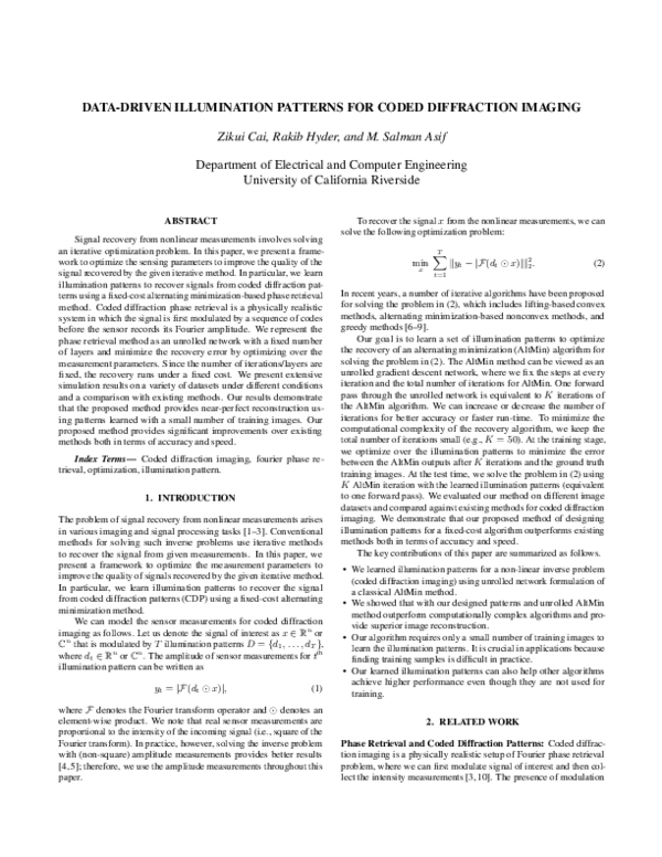 (PDF) Data-Driven Illumination Patterns For Coded Diffraction Imaging