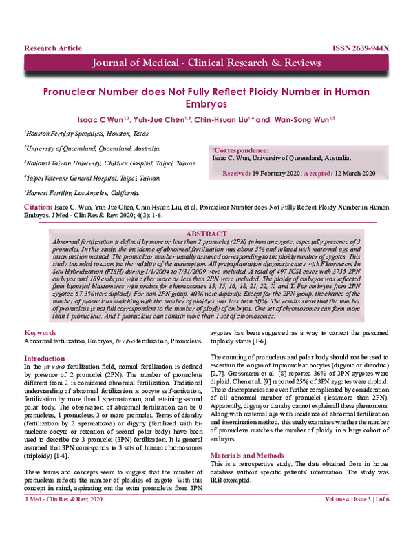 (PDF) Pronuclear Number does Not Fully Reflect Ploidy Number in Human ...