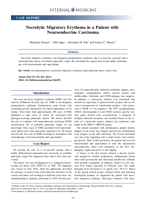 (PDF) Necrolytic Migratory Erythema in a Patient with Neuroendocrine ...