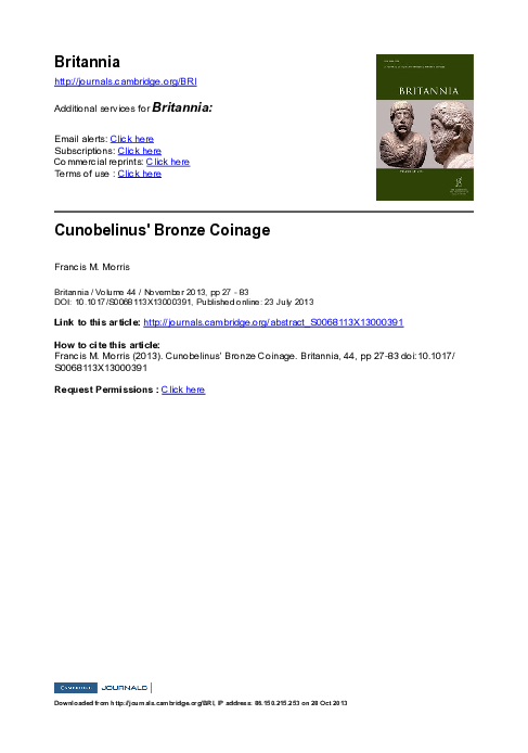 (PDF) Cunobelinus' Bronze Coinage