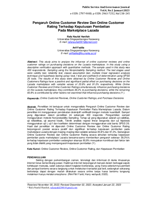 (PDF) Pengaruh Online Customer Review Dan Online Customer Rating Terhadap Keputusan Pembelian ...