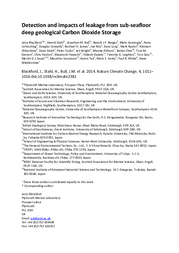 (PDF) Detection and impacts of leakage from sub-seafloor deep ...
