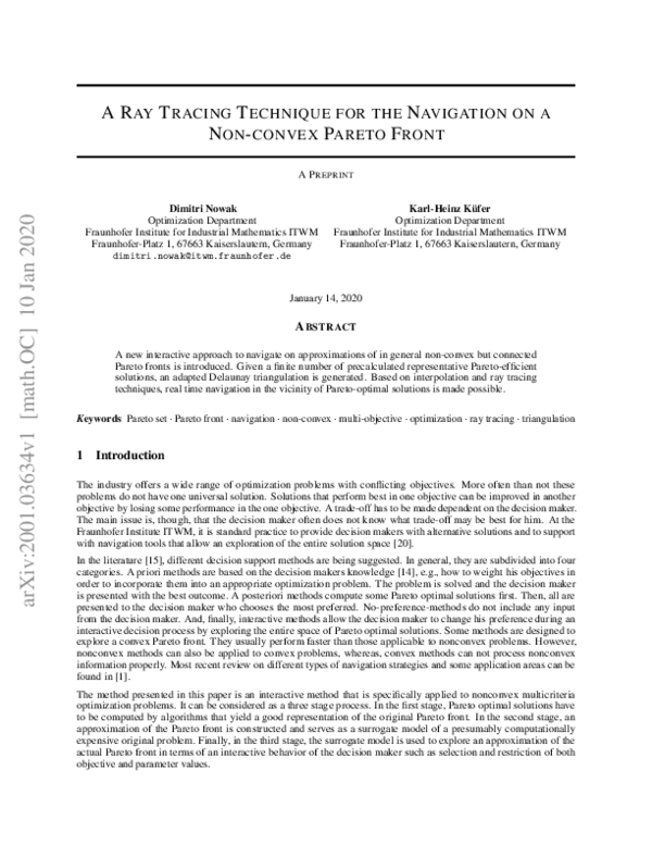 (PDF) A Ray Tracing Technique for the Navigation on a Non-convex Pareto Front