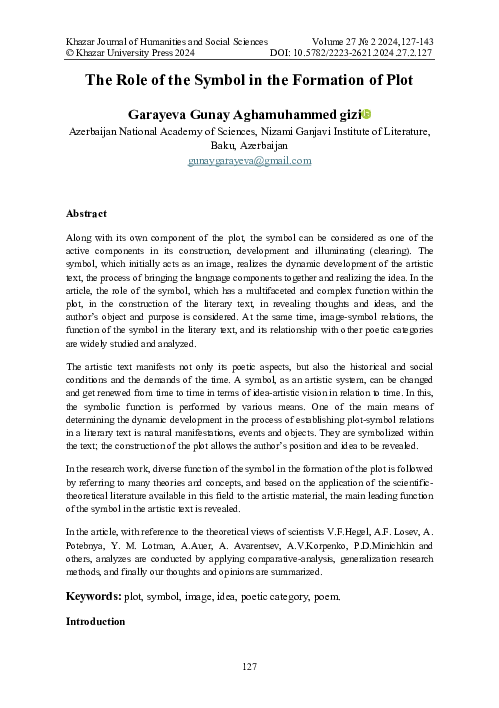 (PDF) The Role of the Symbol in the Formation of Plot