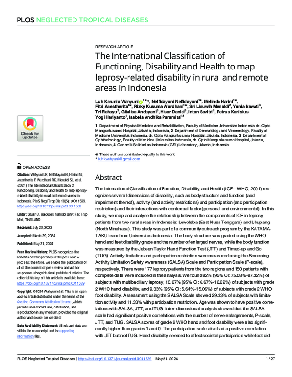 (PDF) The International Classification of Functioning, Disability and ...