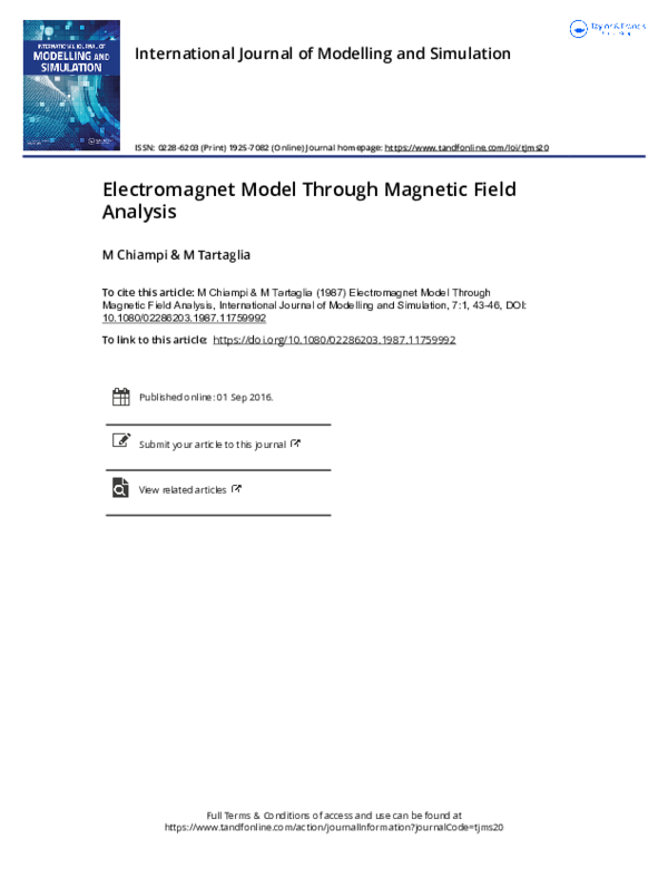 (PDF) Electromagnet Model Through Magnetic Field Analysis