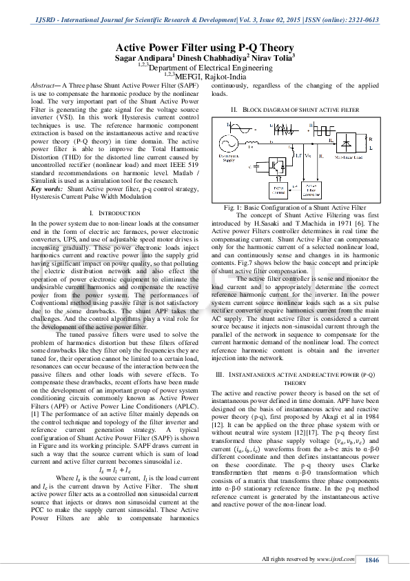 (PDF) Active Power Filter using P-Q Theory