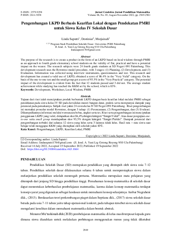 (PDF) Pengembangan LKPD Berbasis Kearifan Lokal dengan Pendekatan PMRI ...