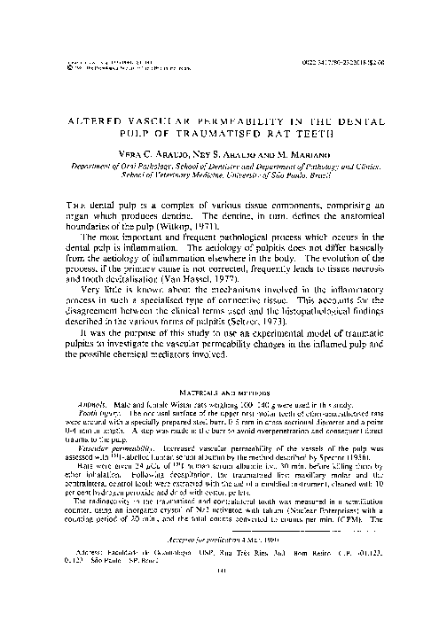 (PDF) Altered vascular permeability in the dental pulp of traumatised ...
