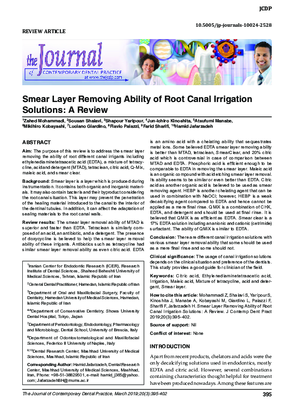 (PDF) Smear Layer Removing Ability of Root Canal Irrigation Solutions ...