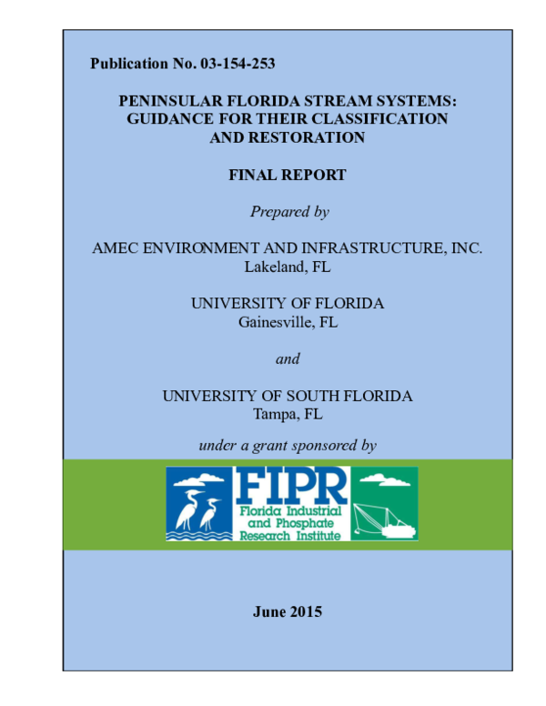 (PDF) Peninsular Florida Stream Systems: Guidance for their ...