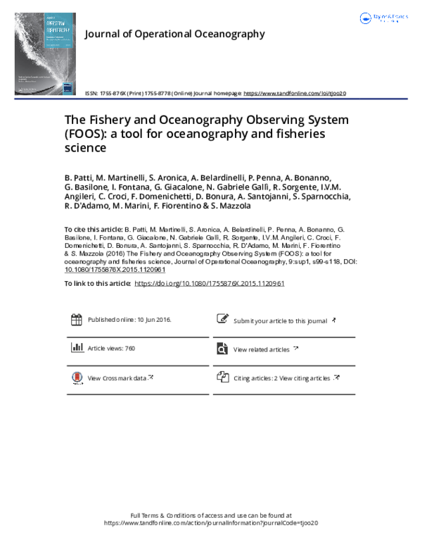 (PDF) The Fishery and Oceanography Observing System (FOOS): a tool for oceanography and ...