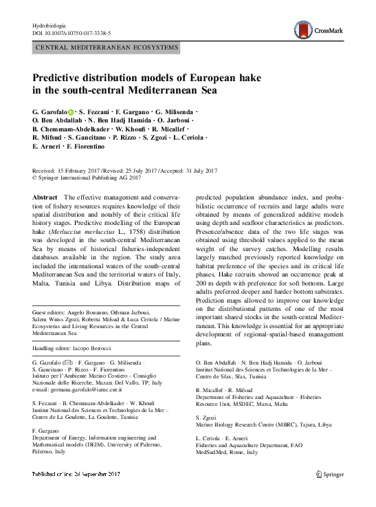 (PDF) Modelling European Hake Distribution in the Med
