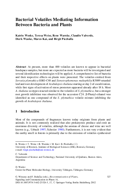 (PDF) Bacterial Volatiles Mediating Information Between Bacteria and ...