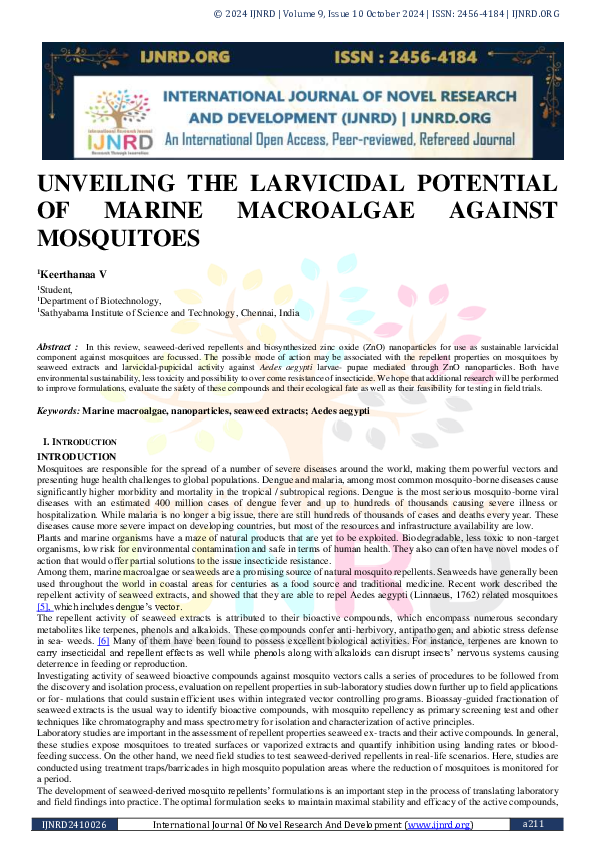 (PDF) UNVEILING THE LARVICIDAL POTENTIAL OF MARINE MACROALGAE AGAINST ...
