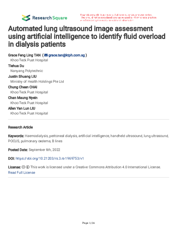 (PDF) Automated lung ultrasound image assessment using artificial ...