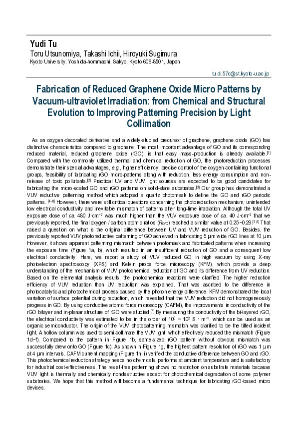 (PDF) Fabrication of reduced graphene oxide micro patterns by vacuum-ultraviolet irradiation ...
