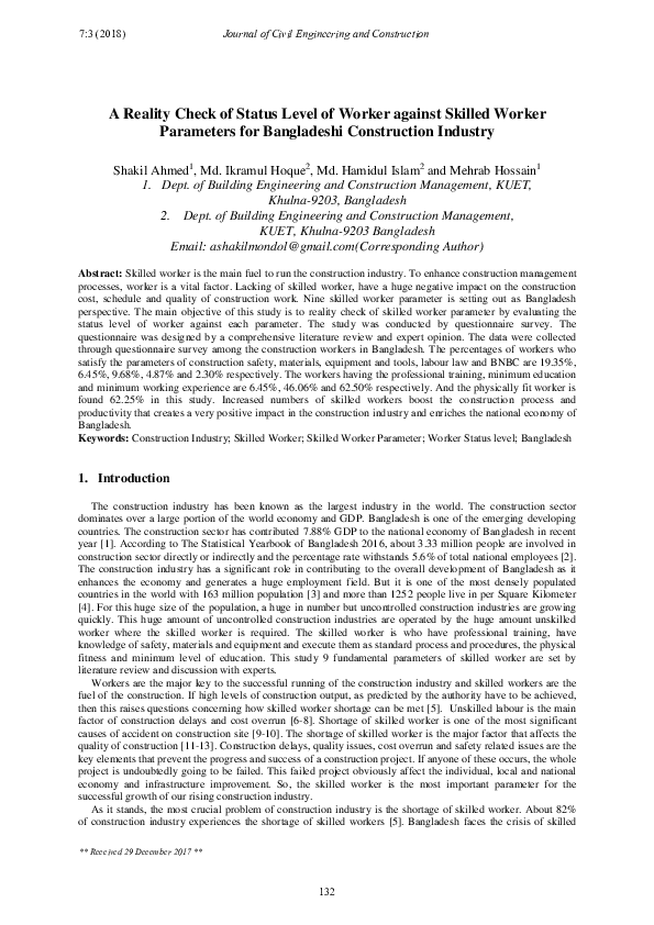 (PDF) A Reality Check of Status Level of Worker against Skilled Worker ...