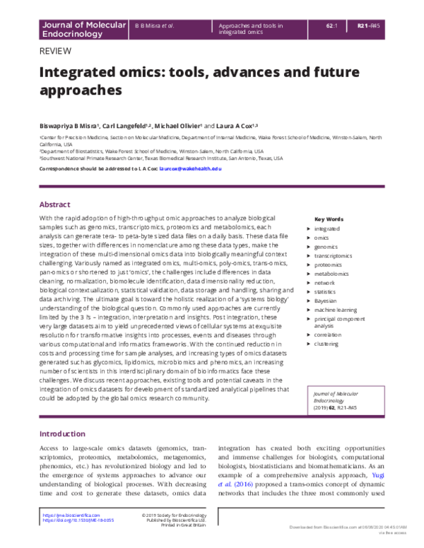 (PDF) Integrated omics: tools, advances and future approaches