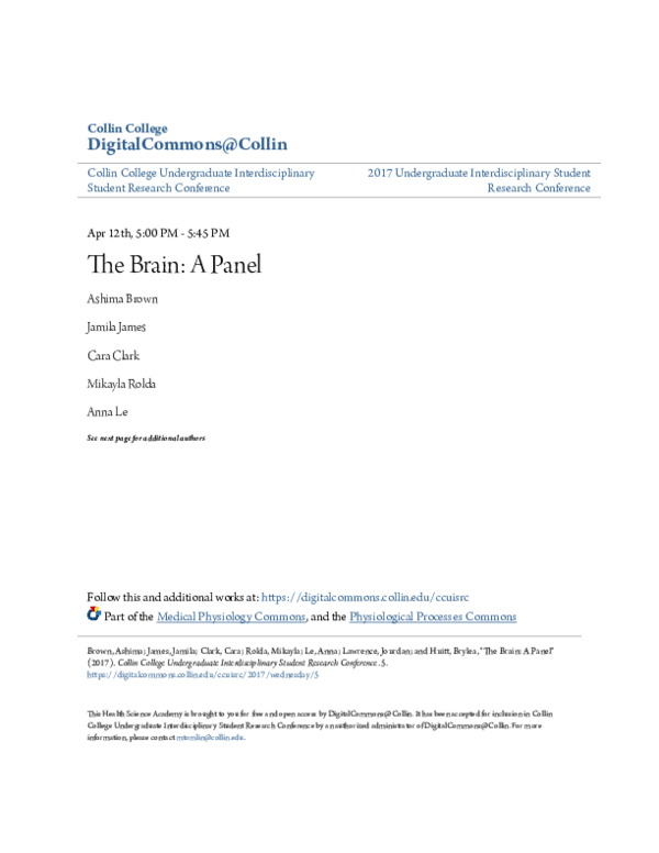 (PDF) The Brain: A Panel