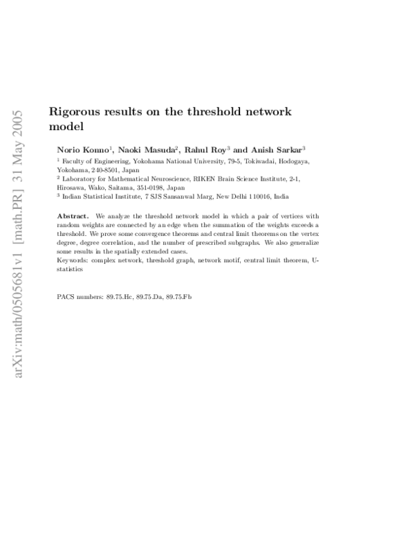 (PDF) Rigorous results on the threshold network model
