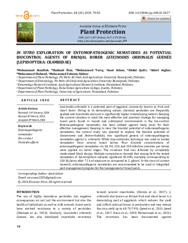 (PDF) In Vitro Exploration of Entomopathogenic Nematodes as Potential Biocontrol Agents of ...