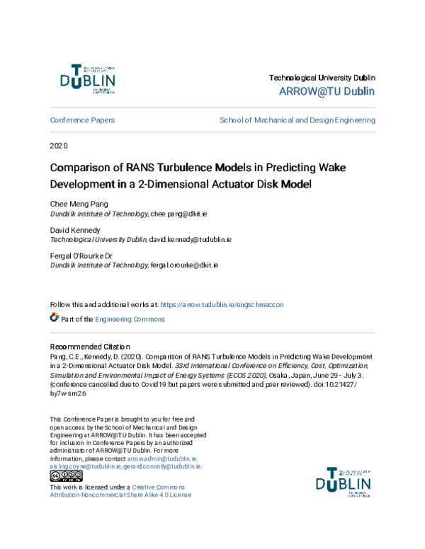 (PDF) Comparison of RANS Turbulence Models in Predicting Wake Development in a 2-Dimensional ...