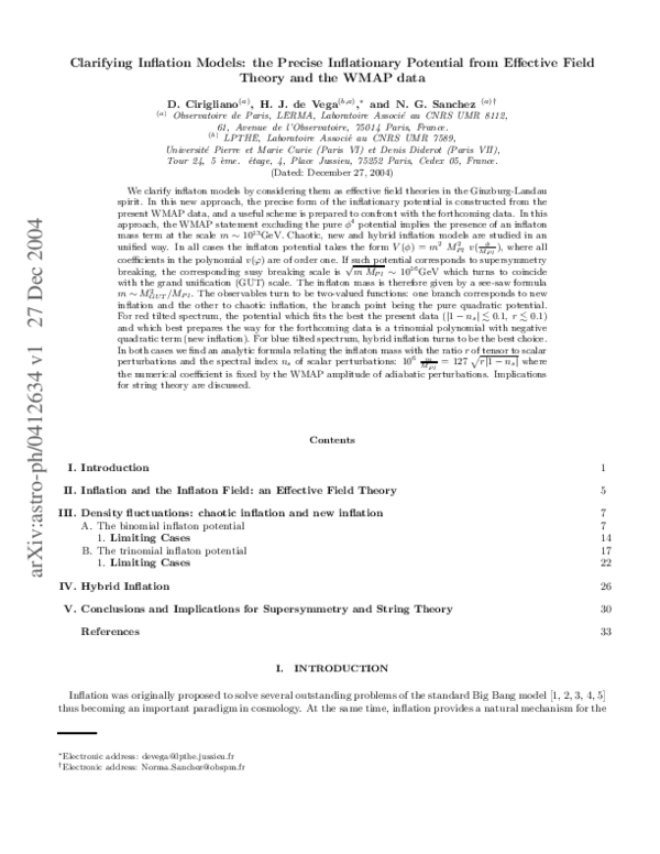 (PDF) Clarifying inflation models: The precise inflationary potential ...