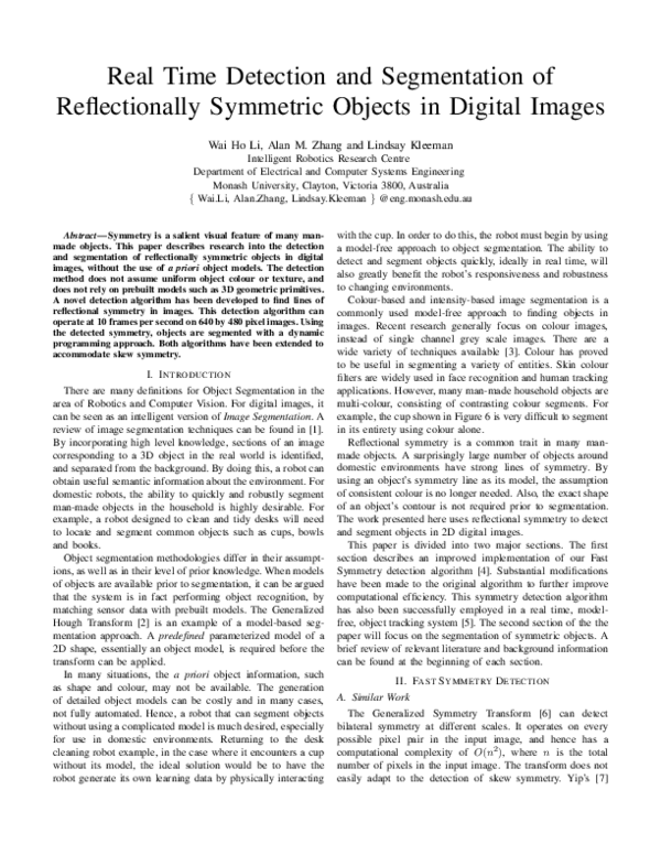 (PDF) Real Time Detection and Segmentation of Reflectionally Symmetric ...