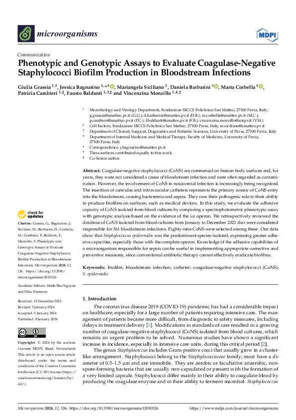 (PDF) Phenotypic and Genotypic Assays to Evaluate Coagulase-Negative Staphylococci Biofilm ...