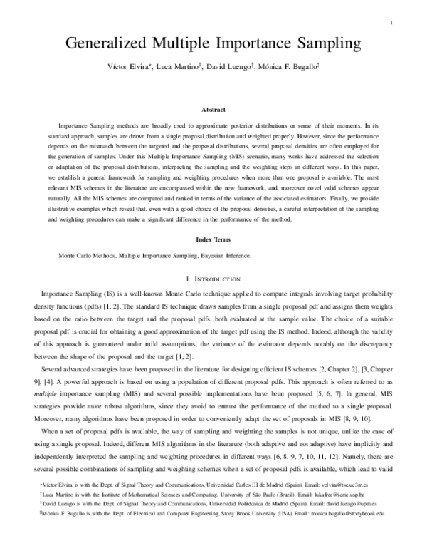(PDF) Generalized Multiple Importance Sampling