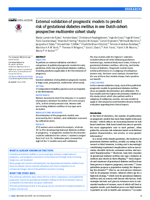 (PDF) External validation of prognostic models to predict risk of ...